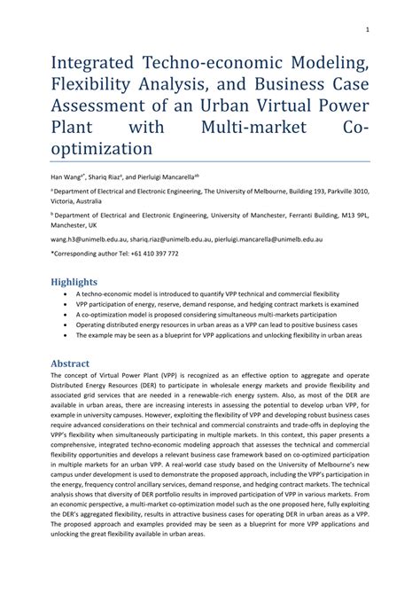 Pdf Integrated Techno Economic Modeling Flexibility Analysis And Business Case Assessment Of