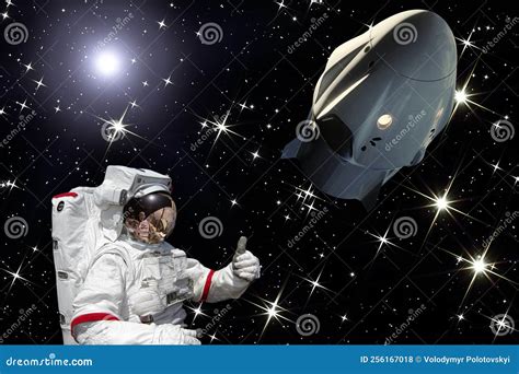 A Spaceship Flying To The Point Of Assignment And Astronaut The Elements Of This Image Furnished