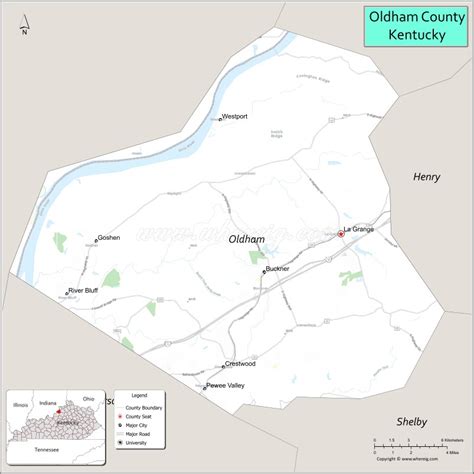 Map Of Oldham County Kentucky Where Is Located Cities Population