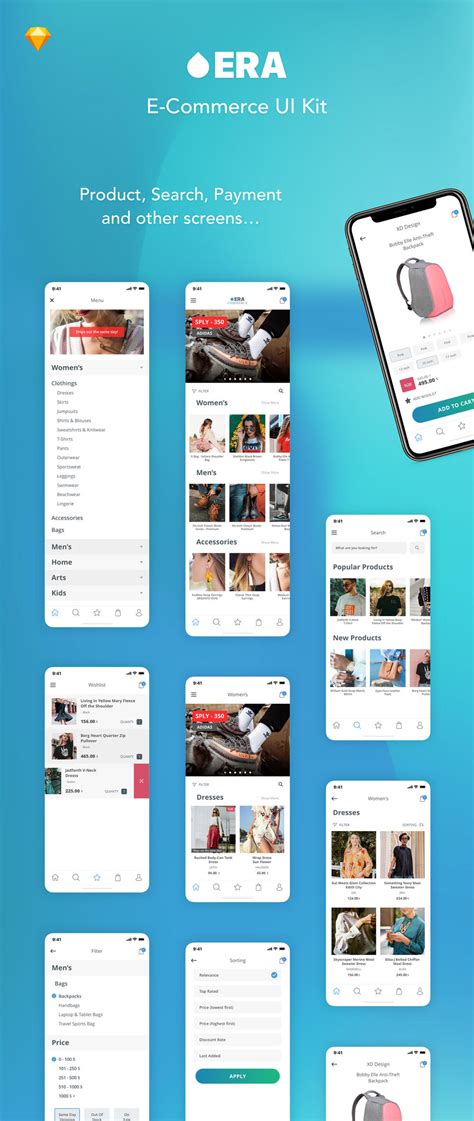 用于sketch。的移动电子商务应用ui工具包，时代电子商务用户界面工具包 Nicepsd 优质设计素材下载站