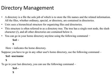 Directory Management In Unix Pptx