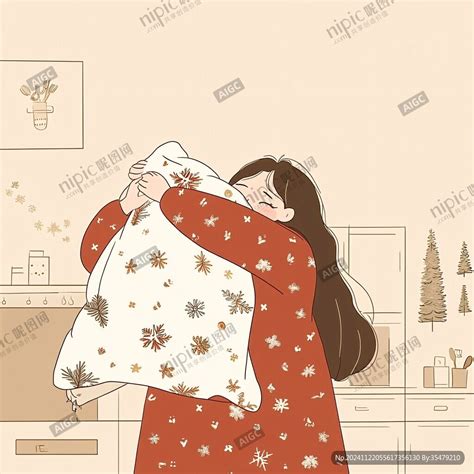 ai创作图轻松好心情的女孩插画 慵懒风简约插画 治愈系女孩睡春困 冬日情侣小日常 温馨治愈插画 冬季温馨插画 收礼物女孩线描插画 暖手袋插画