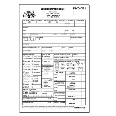 Custom Towing Invoice Form Towing Service Towing Invoice Template