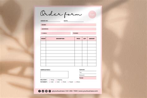 Editable Order Form Template For Canva