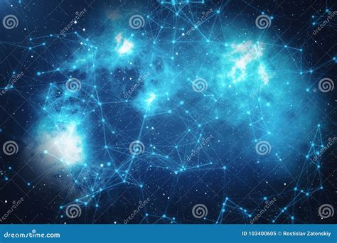 3d Rendering Technological Connection Futuristic Shape Blue Dot