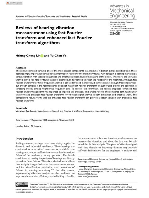 Pdf Reviews Of Bearing Vibration Measurement Using Fast Fourier Transform And Enhanced Fast