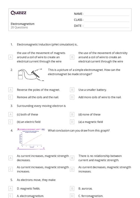 Free Printable Worksheets On Electromagnetism