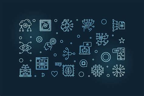 Artificial Neural Networks Line Blue Horizontal Banner Vector Information Processing