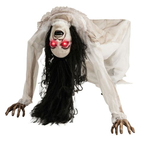 Barara King Halloween Animatronic Crawling Woman Ghost With Led Eyes And Vocally Triggered