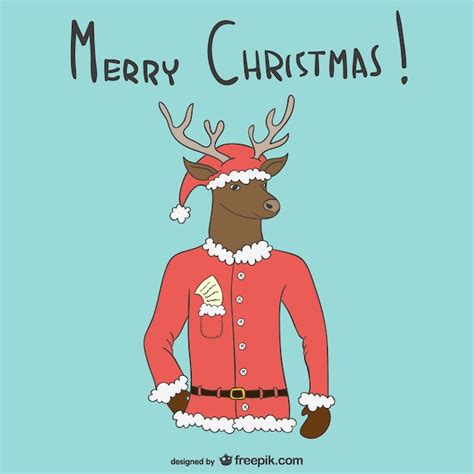 Frohe Weihnachten Hintergrund Mit Elch Kostenlose Vektor