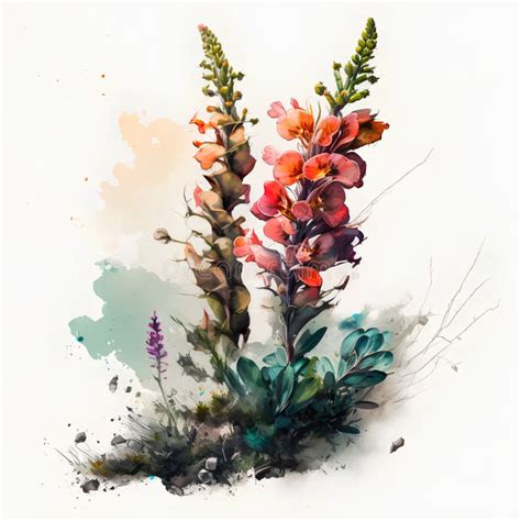 Watercolor Illustration Of Wildflowers Hand Drawn Watercolor