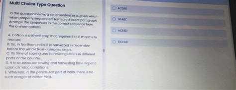 Multi Cholce Type Question In The Question Studyx