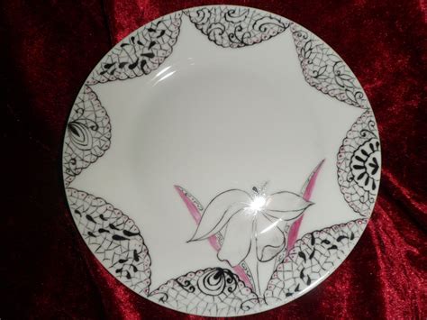 Assiette Dessert En Porcelaine De Limoges Peintes Main Motif Dentelle