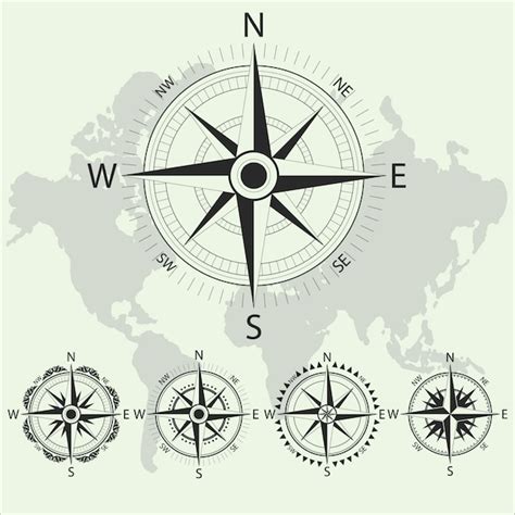 Retro Seekompass Retro Design Premium Vektor