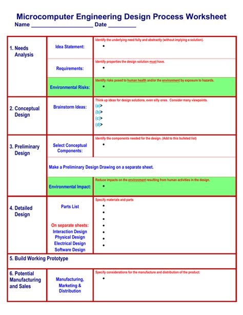 The Engineering Design Process Worksheet Arduino Info