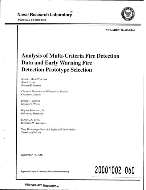 Pdf Analysis Of Multi Criteria Fire Detection Data And Early Warning Fire Detection Prototype