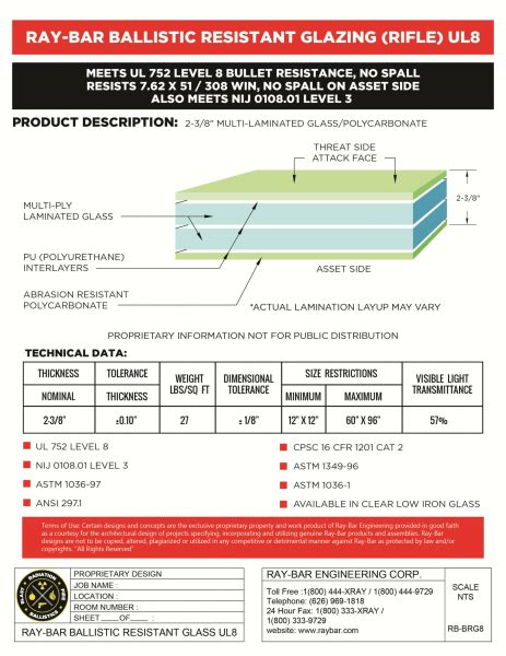 Bullet Resistant Glass Ul752 Level 8 Bullet Resistance