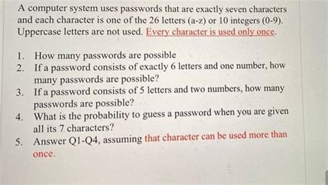 Solved A Computer System Uses Passwords That Are Exactly Seven