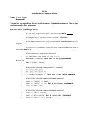 CS110 Hmk02 Questions Docx CS 110 Introduction To Computer Science