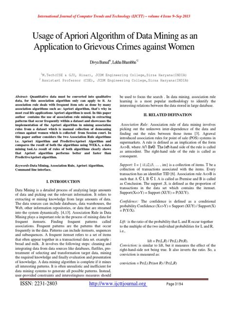 usage of apriori algorithm of data mining as an application to grievous