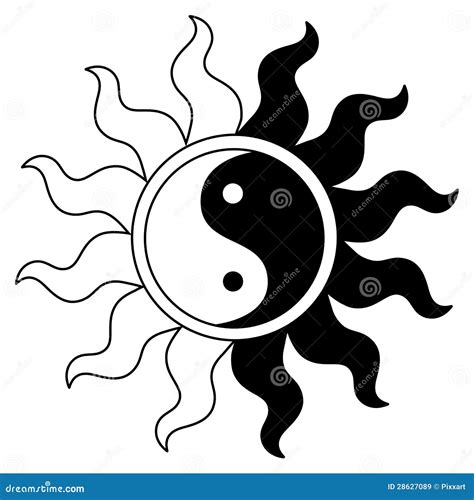 Ying Yang Symbol In Sun Stock Vector Illustration Of Energy 28627089