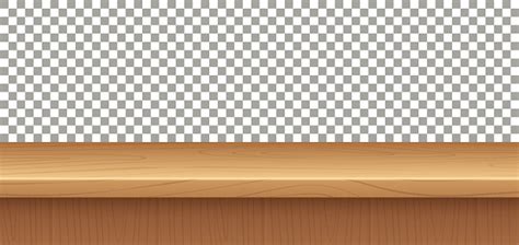 빈 나무 테이블 책상 에서 측면 보기 텍스처 표면 투명 한 배경에 빈 모형 인테리어 요소 가정 또는 사무용 가구 제품 프레젠테이션을 위한 벡터 데스크탑 고체에 대한 스톡