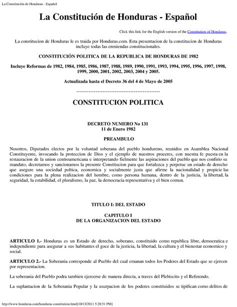 Constitucion De Honduras La Constitucion De Honduras Le Es Traida Por
