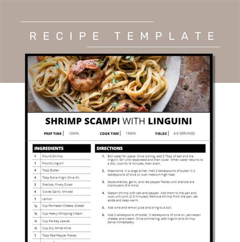 Editable Recipe Template For Google Docs Bold Modern Printable Reciper Binder Sheet PDF