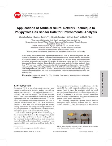 Pdf Applications Of Artificial Neural Network Technique To Polypyrrole Gas Sensor Data For