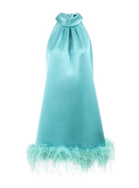 Cocktail Dress With Feathers In Blue Colour Invitadisima
