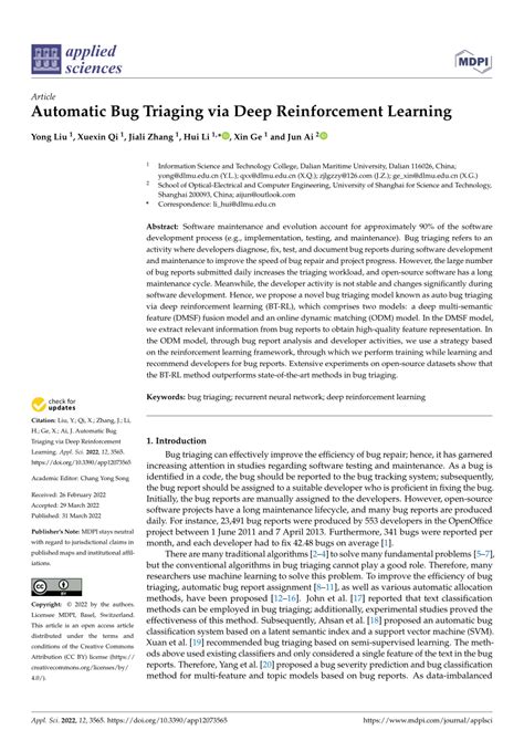Pdf Automatic Bug Triaging Via Deep Reinforcement Learning