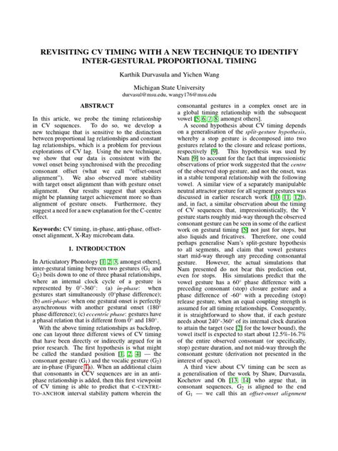 Revisiting Cv Timing With A New Technique To Identify Inter Gestural
