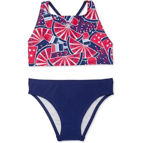 Speedo Girls Swimsuit Two Piece Bikini Setspeedo Red Speedo