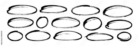 Hand Drawn Ovals Circles And Ellipses Collection Highlight Oval