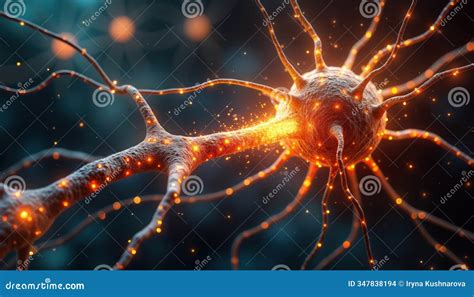 Neuron Cell Activity Shows Electrical Signals Sending In Brain Microscopic View Of Nerve Cell