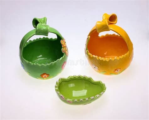 Colorful Ceramic Easter Decorations With Butterfly Motifs Stock Image Image Of T Design