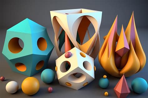 Premium Ai Image A Group Of Colorful Objects Are On A Gray Background