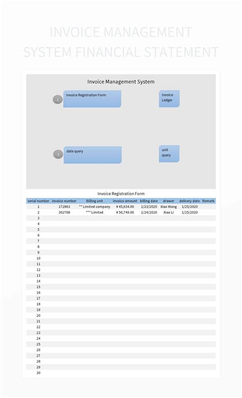 Invoice Management System Financial Statement Excel Template And Google