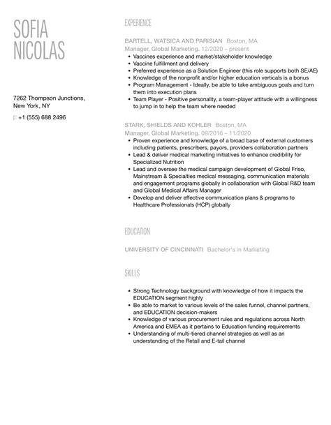 Manager Global Marketing Resume Samples Velvet Jobs