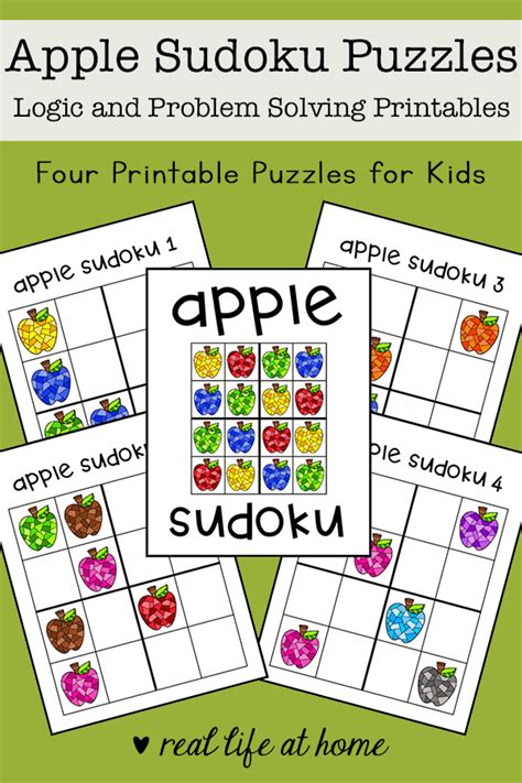 Apple Themed Sudoku Puzzle Printable Packet