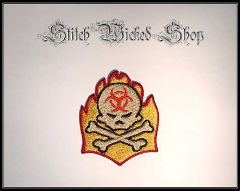 Hazmat Biohazard Skull Embroidered Biohazard Patch Morale Etsy