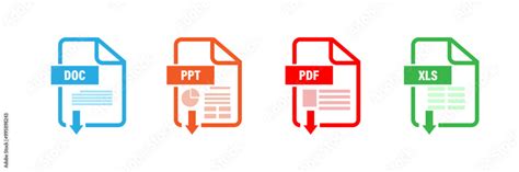 File Format Extensions Doc Xls Ppt Pdf File Format Document Icons