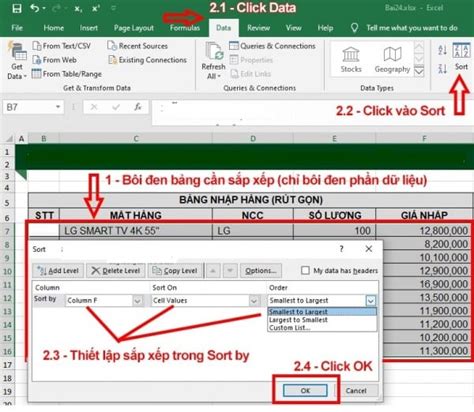 Hướng Dẫn Cách Sắp Xếp Thứ Tự Trong Excel Chi Tiết