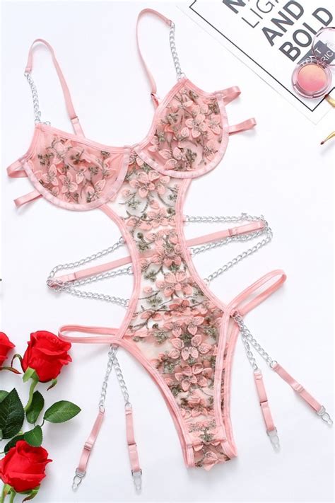 Wholesale Red Sexy Embroidery Hollowed Out Patchwork See Through