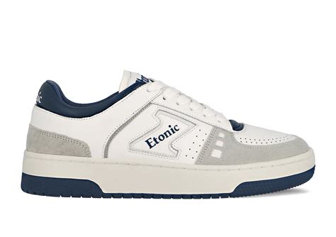 Etonic B509 sneakers in white leather, light grey suede, navy blue det ...