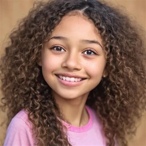 Cute 8 Year Old Girl With Brown Frizzy Hair And Ligh