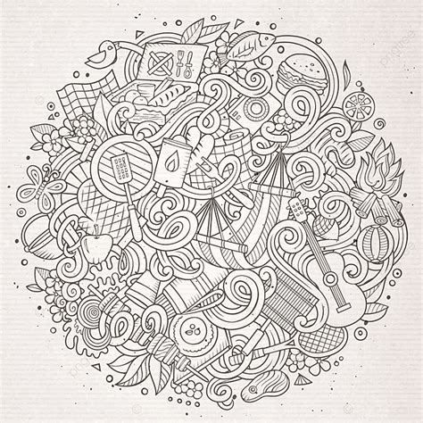 만화 귀여운 낙서 손으로 그린 소풍 그림 캠핑 윤곽 테마 Png 일러스트 및 벡터 에 대한 무료 다운로드 Pngtree