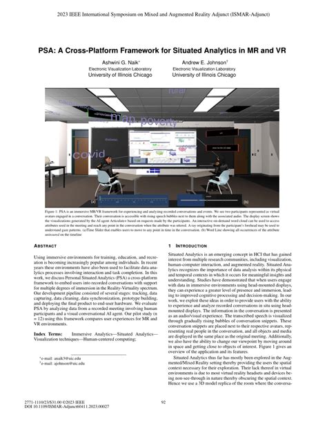 Pdf Psa A Cross Platform Framework For Situated Analytics In Mr And Vr
