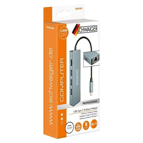 Schwaiger Usb Adapter Usb Type C Multiport Grau Usb C Stecker Bauhaus