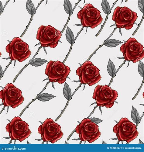 Red Roses Seamless Pattern Background Stock Image Image Of Nature Romance 169581079